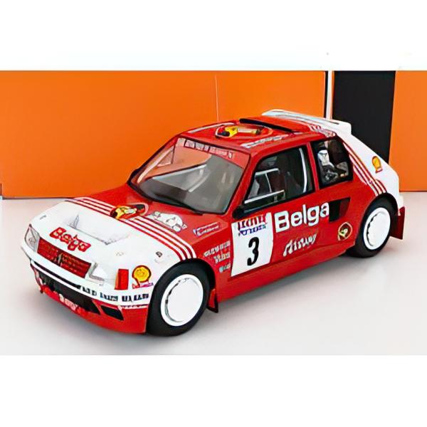 PEUGEOT  205 T16 Gr.B BELGA N 3 RALLY YPRES 1985 B.DARNICHE  A.MAHE  RED WHITE/IXO 1/18ミニカー