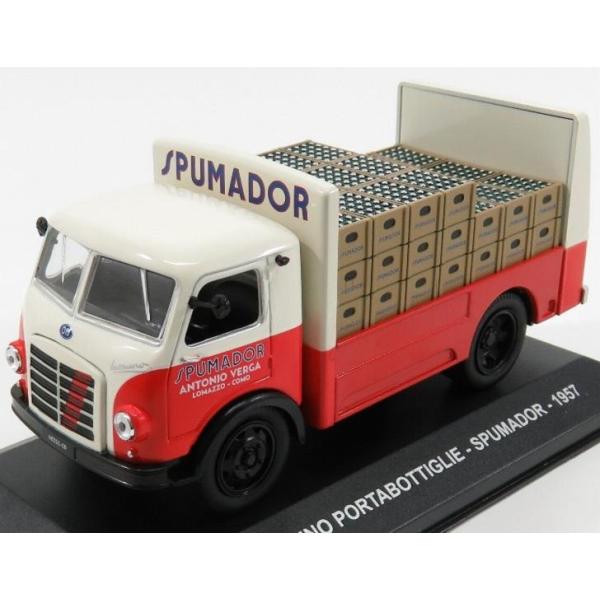 OM Fiatフィアット LEONCINO TRUCK PORTABOTTIGLIE SPUMADOR 1957 レッドホワイト VEICOLI-PUBBLICITARI-D'EPOCA-COLLECTION / EDICOLA 1/43 ...