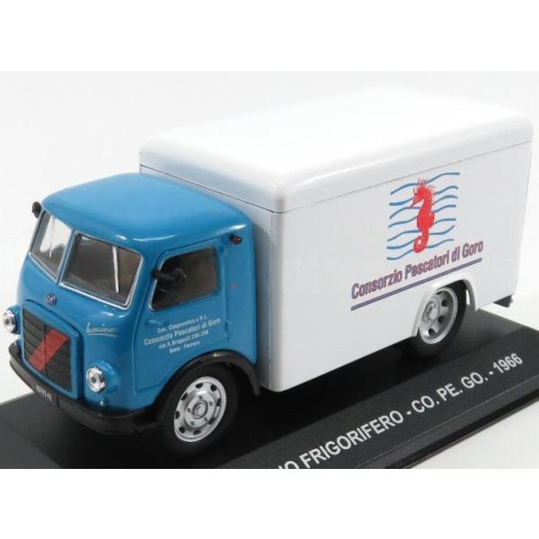 OM Fiatフィアット LEONCINO TRUCK FRIGORIFERO 1966 ライトブルーホワイト VEICOLI-PUBBLICITARI-D'EPOCA-COLLECTION / EDICOLA 1/43 ミニカー