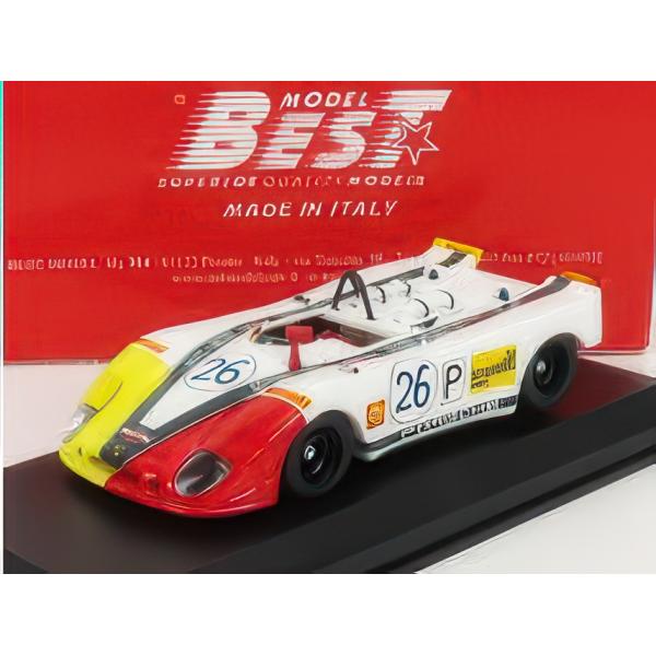 PORSCHE 908/2 FLUNDER SPIDER N 26 TARGA FLORIO 1970 G.LARROUSSE R.LINS WHITE RED YELLOW/Best-Model 1/43ミニカー