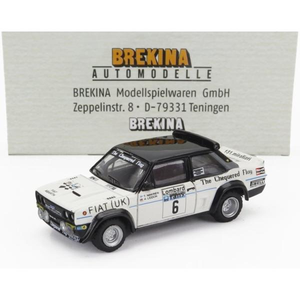 FIATフィアット 131 アバルト N 6 RACラリー ロンバード 1977 ティモ マキネン ヘンリー リドン ホワイトブラック / Brekina 1/87 ミニカー