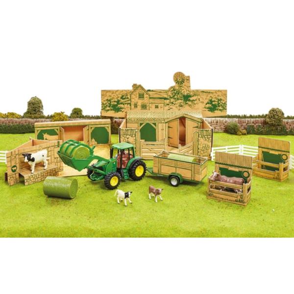 ACCESSORIESアクセサリーズ ジオラマ 農場 建物 トラクター JOHNDEEREジョンディア トレーラー グリーンイエロー FARM TOYS / BRITAINS 1/32 ミニカー