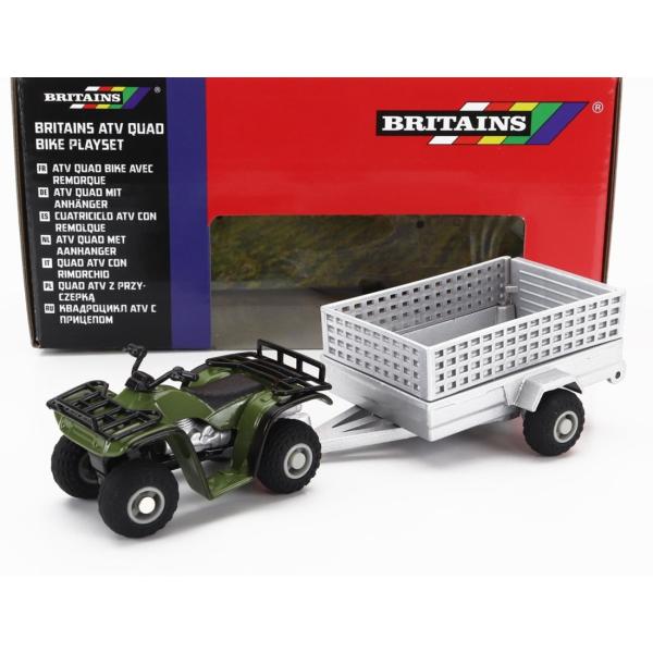 YAMAHAヤマハ 四輪バギー 4x4 トレーラー 2009 グリーンシルバー / BRITAINS 1/32 ミニカー