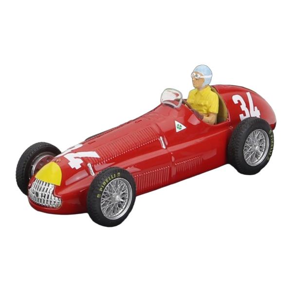 Alfa Romeoアルファロメオ F1 158 #34 優勝 モナコGP 1950 Juan Manuel Fangio ドライバーフィギュア付 レッド / BRUMM 1/43 ミニカー