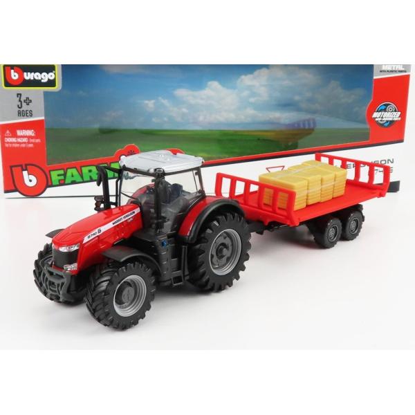 MASSEY FERGUSON 8740S トラクター トレーラー付 2016 レッド/ Bburago 1/50 農業機械模型