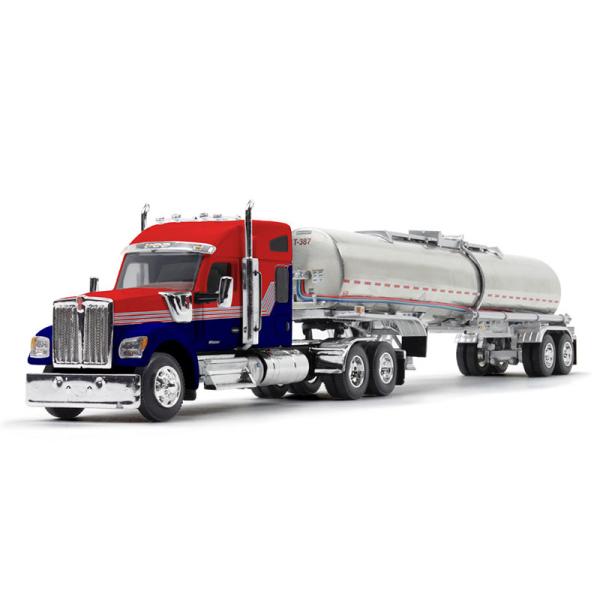 Kenworth W990 &amp; Brenner Chemical Tank Trailer  レッド/ネイビーブルー  トレーラー / DCP 1/64 建設機械模型 工事車両