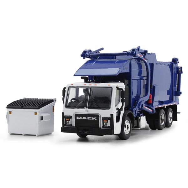 Mack LR Refuse Truck &amp; McNeilus Meridian Front Loader  ブルー/ホワイト  トラック / DCP 1/64 建設機械模型 工事車両