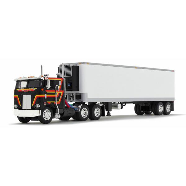 Peterbilt Model 352 COE 86インチ スリーパー ブラック ホワイト 40フィート ヴィンテージ トレーラー リーファー付き DCP by First Gear / 1/64 建設機械模型 工事車両