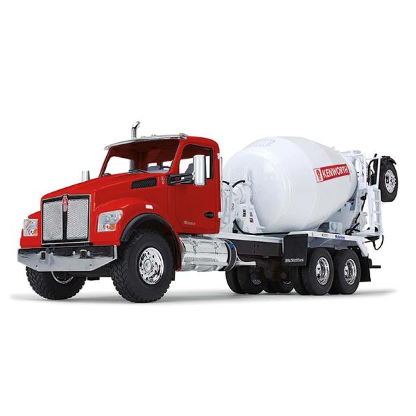 Kenworth T880S  McNeilus Bridgemaster コンクリートミキサー付、レッド &amp; ホワイト  ミキサー / First Gear 1/34 建設機械模型 工事車両