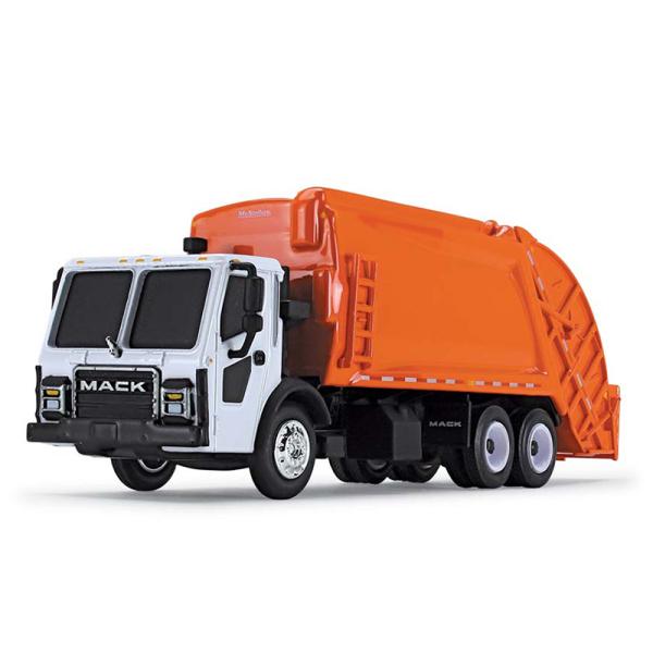 Mack LR ゴミ収集車  McNeilus Meridian リアローダー付、ホワイト &amp; オレンジ  トラック / First Gear 1/87 建設機械模型 工事車両