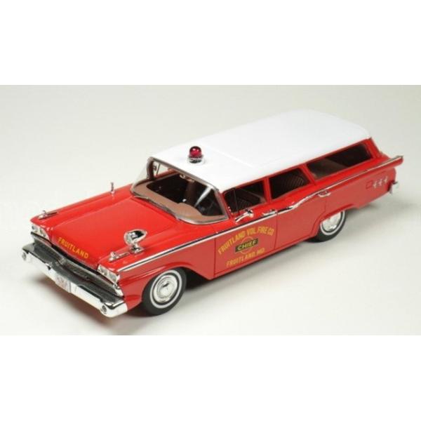 【予約】FORD カントリースクワイア ステーションワゴン フルーツランド消防車 1959 レッド/ホワイト / GOLDVARG 1/43 ミニカー