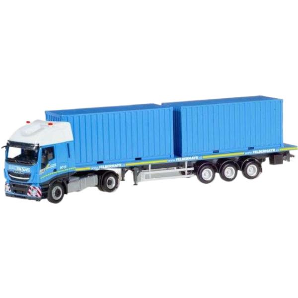 Felbermayr Iveco Stralis XP フラットベッド トラック / Herpa 1/87 建設機械模型 工事車両