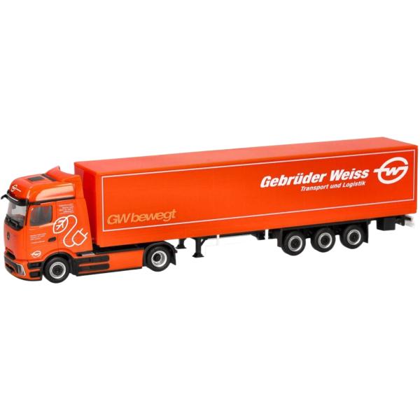 Gebrueder Weiss Mercedes Benzメルセデスベンツ eActros 600 ProCabin Bigspace box semitrailerボックスセミトレーラー トラック 模型 /Herpa 1/87