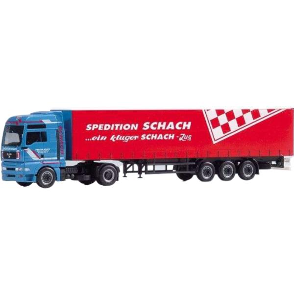 Schach Spedition MAN TG-A XXL カーテンサイドセミトレーラー トレーラー / Herpa 1/87 建設機械模型 工事車両