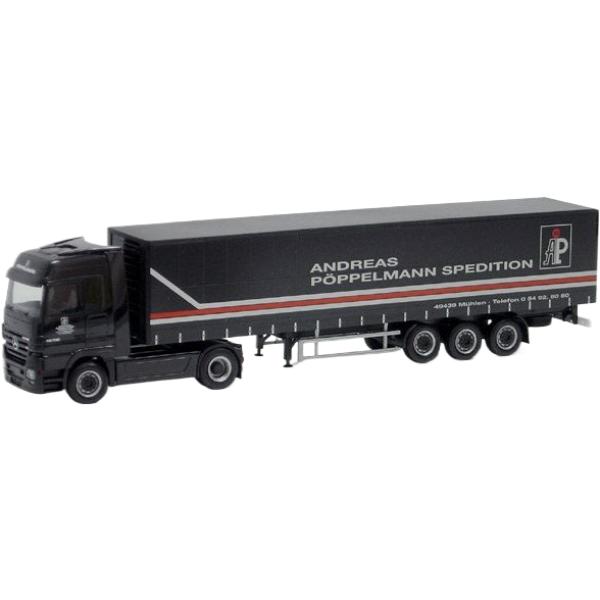 Poeppelmann Mercedes Benzメルセデスベンツ Actros LH02 curtainside semitrailerカーテンサイドセミトレーラー トラック 模型 /Herpa 1/87