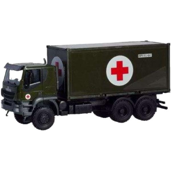 ドイツ連邦 Iveco Trakker 6x6 ロールオフ トラック / Herpa 1/87 建設機械模型 工事車両