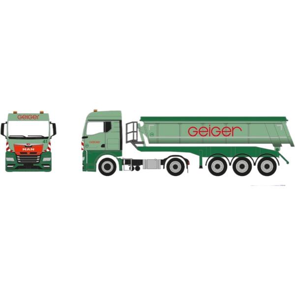 Geiger MAN TGX GM ダンプセミトレーラー / Herpa 1/87 ミニカー 模型