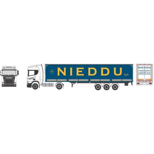 スカニア CR20HD カーテンサイド トラック モデル NIEDDU トレーラー / Herpa 1/87 建設機械模型 工事車両