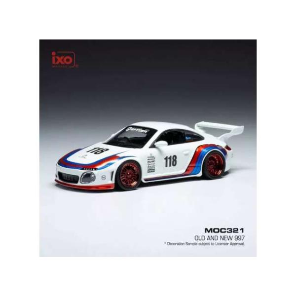 Porsche Old and New 997 Basis 911 997 #118 Weiss/Dekor ホワイト/ブルー/レッドミニカー/ IXO1/43