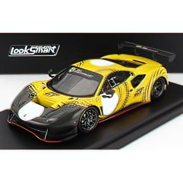 FERRARIフェラーリ 488 GT MODIFICATA CLUB COMPETIZIONI GT 2020 - CON VETRINA - WITH SHOWCASE - YELLOW GLOSS GREY /LOOKSMART 1/...