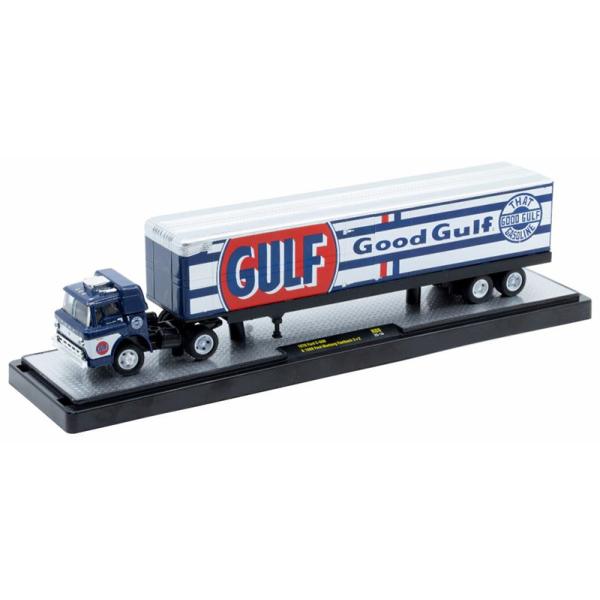 Fordフォード C-600 ガルフ &amp; マスタング 1970 連結トレーラー 積載車 模型 / M2MACHINES 1/64 ミニカー 模型