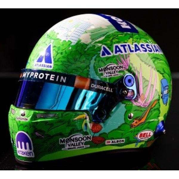 【予約】2026年発売予定BELL HELMET F1 ヘルメット アレックス・アルボン TEAM ATLASSIAN WILLIAMS RACING #23 シンガポールGP 2025 グリーン / MINI HELMET 1/2 ミニカー