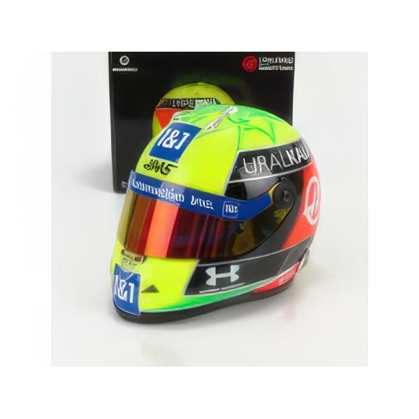 SCHUBERTH HELMET - F1 CASCO HELMET VF-21 TEAM URALKALI N 47 SEASON 2021 MICK SCHUMACHER - GREEN RED BLACK YELLOW/MINI HE...