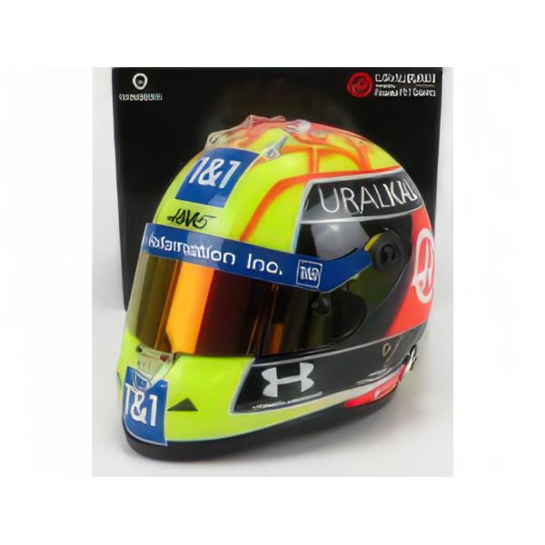 SCHUBERTH HELMET - F1 CASCO HELMET VF-21 TEAM URALKALI N 47 BRITISH SILVERSTONE GP 2021 MICK SCHUMACHER - GREEN RED BLAC...
