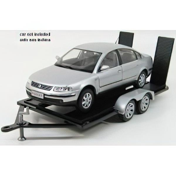 CARRELLO TRASPORTO AUTO 2-ASSI - CAR TRANSPORTER TRAILER - BLACK SILVER/Motor Max 1/18ミニカー