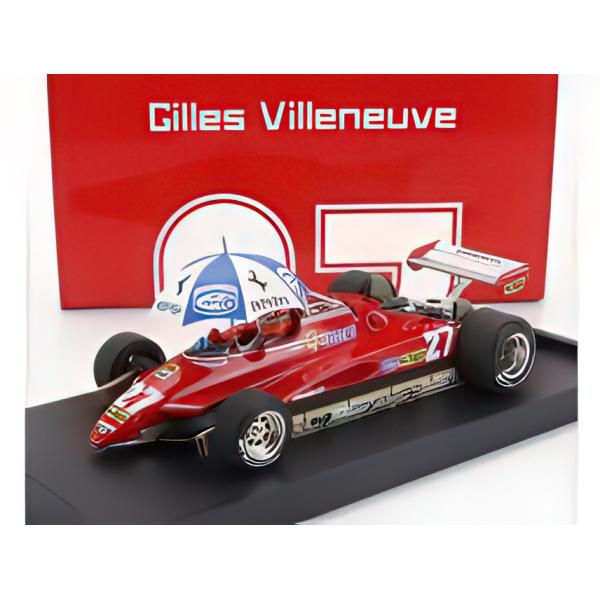 FERRARI  F1  126C2 N 27 BRAZILIAN GP 1982 GILLES VILLENEUVE  WITH DRIVER FIGURE AND UMBRELLA  RED/BRUMM 1/43ミニカー