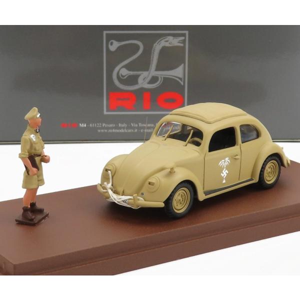 VOLKSWAGEN BEETLE MAGGIOLINO AFRICA KORPS 1941 WITH ROMMEL FIGURE MILITARY SAND/ Rio 1/43 ミニカー