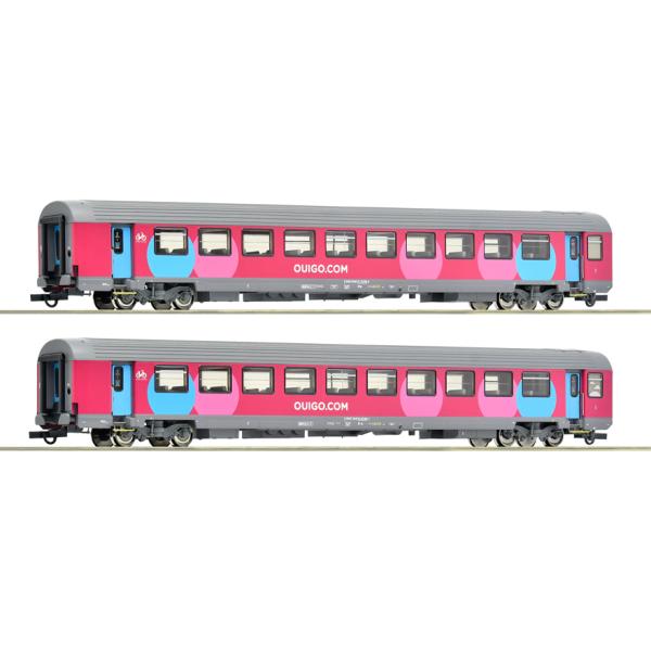 HOゲージ 客車 Roco ロコ SNCF Ouigo #1 Set of 2 Corail cars Era VI DC