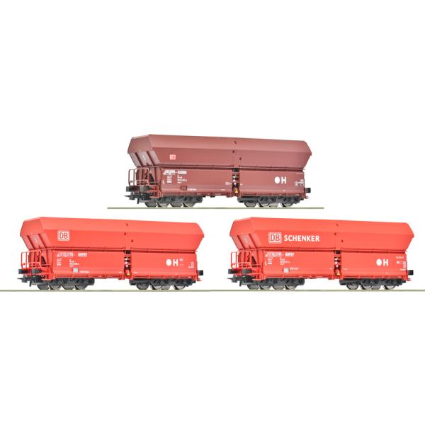 HOゲージ 鉄道模型 貨車 Roco ロコ DB AG Falns 3両セット Era VI DC Self-unloading wagon type Falns