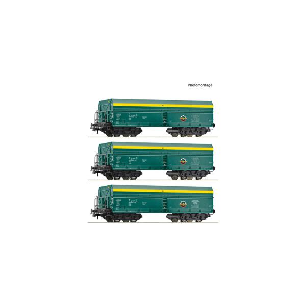 HOゲージ 車両 Roco ロコ PTKiGK 3 piece set Self unloading wagons era V VI Power system DC