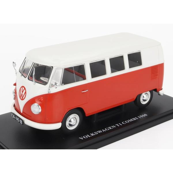 VOLKSWAGENフォルクスワーゲン T1 コンビ ミニバス 1960 レッドホワイト COCHES-INOLVIDABLES-SALVAT-ESPANA / EDICOLA 1/24 ミニカー