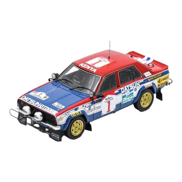 ダットサン 160J #1 レッド ブルー サファリラリー 1980 S.Mehta M.Doughty / Spark 1/43 ミニカー
