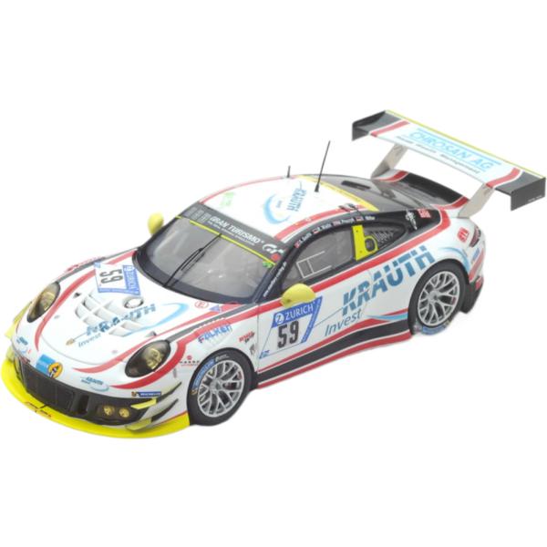 Porsche 911 991 Gt3 R チーム Manthey Racing #59 24H Nurburgring 2017 ホワイト イエロー/ Spark 1/43 ミニカー