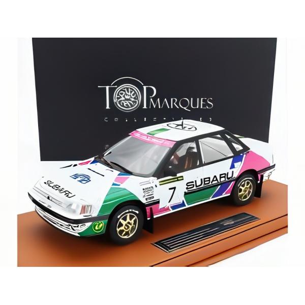SUBARU LEGACY RS 7号車 2位 スウェーデンラリー 1992 C.McRae D.Ringer ショーケース付 ホワイトグリーンピンク/ TOPMARQUES COLLECTION 1/18 ミニカー