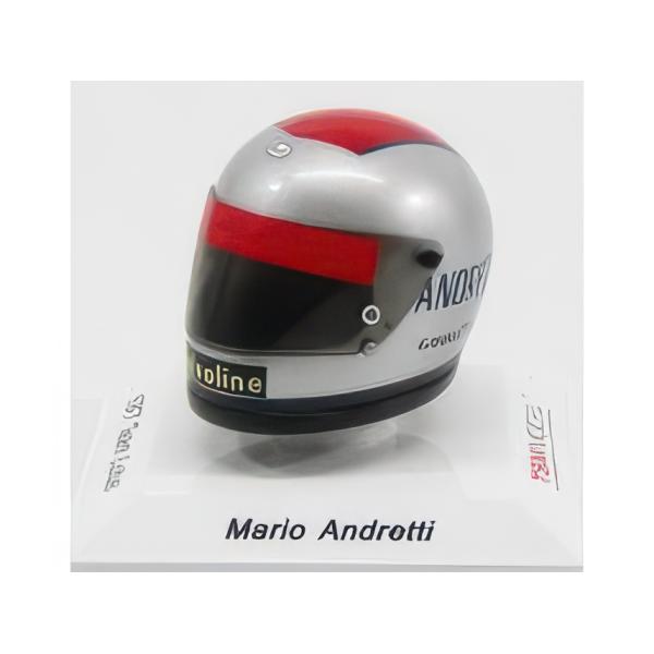 BELL HELMET F1 TEAM LOTUS 1977 MARIO ANDRETTI VISIERA GRIGIA SILVER RED/TRUESCALE 1/8ミニカー