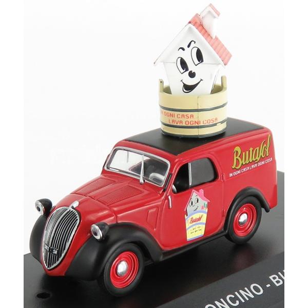 FIATフィアット 500A FURGONCINO バン BUTASOL 1948 レッドブラック VEICOLI-COMMERCIALI-D'EPOCA-EAGLEMOSS / EDICOLA 1/43 ミニカー