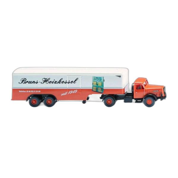 Bruns Henschel ボックス セミトレーラー 051326/ Wiking 1/87  模型 ミニカー