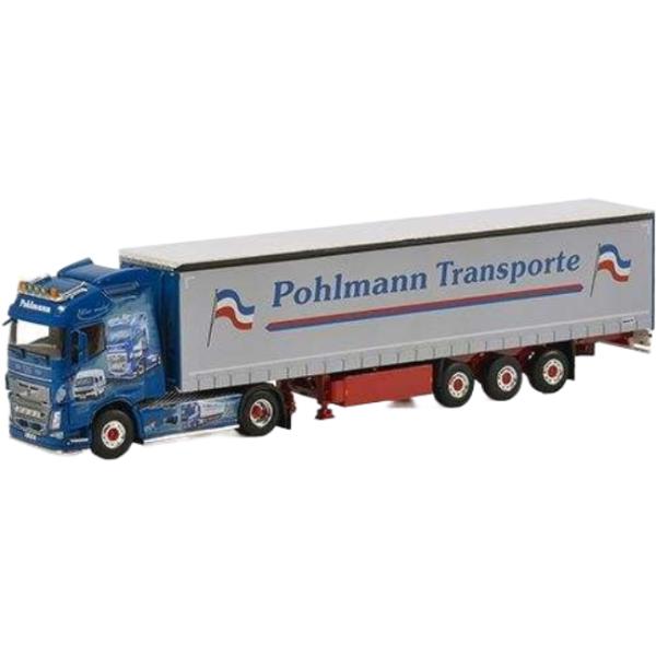 Pohlmann Volvo FH04 Globetrotter XL カーテンサイドセミトレーラー トレーラー / WSI 1/50 建設機械模型 工事車両
