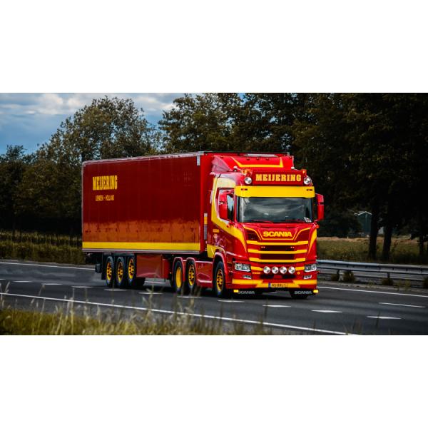 【予約】2025年発売予定MEIJERING TRANSPORT SCANIA R NORMAL CR20N 6X2 TWIN STEER REEFER TRAILER - 3軸 トラック/WSI 1/50 建設機械模型 工事車両