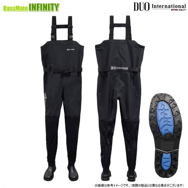 納期:1〜2日予定(土日祝水曜を除く)快適性と剛性を兼ね備えた、高機能ハイブリッドウェーダーDUOらしさを体現したオールブラックの洗練されたシルエット。膝下は高密度ナイロンで、ハードな藪漕ぎにも耐える仕様。■サイズ：S、M、L、XL、XXL...