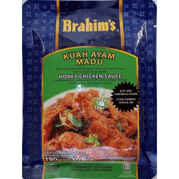 ※常温品のみで5000円以上のご購入の場合には“送料無料”となります。マレーシアのブラヒム(Brahim's)製のハニーチキンソース(Kuah Ayam Madu／Honey Chicken Sauce)です。チキン(揚げ)とこのソースだけ...