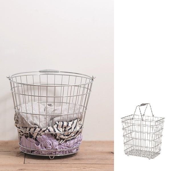 ワイヤーバスケット おしゃれ アンティーク ランドリー 持ち