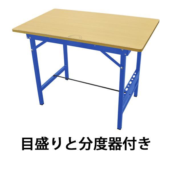 ■◆ワークテーブル◆■ ■様々な作業に大活躍するワークテーブルです。■ガレージや工場に設置するだけで、自分だけの作業スペースを確保出来ます。■作業台にはスケール目盛りと分度器が印字されています。■脚部に工具を保管出来るスペースを確保。■折り...