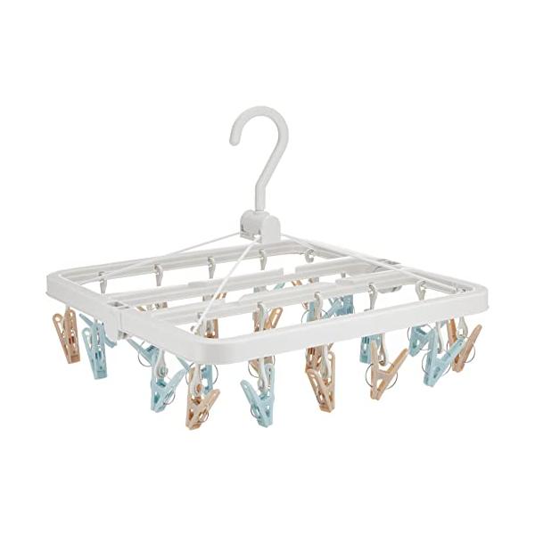 小物干しハンガーホワイト・ブルー・ブラウン/33×33×25cm/24692・Color:ホワイト・ブルー・ブラウンStyle:小物干しハンガー・パッケージ個数:1・●小物のまとめ干しに便利な 洗濯物ハンガー・●洗濯ばさみ 24個付 のコン...