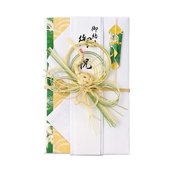 鶴緑/130×205mm/キ-659G・Style:鶴・パッケージ個数:1・縁起物の象徴「鶴」の水引飾りに、上品な檀紙と友禅紙をあわせることで豪華さと清楚さを兼ねそなえた金封。・【用途】婚礼・御祝事全般 【金額の目安】5万円~100万円くら...