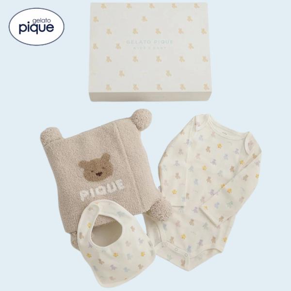 ブランケット＆ボディスーツなど3点をセットにしたBABYのためのギフトBOX】【Fabric】POWDER（パウダー）…ふわふわもこもこの感触はそのままに、さらりとした肌当たりの、パウダリーなもこもこ素材。【Design/Styling】g...